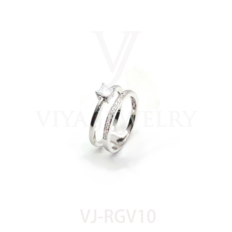 Women Sterling Silver Double ring